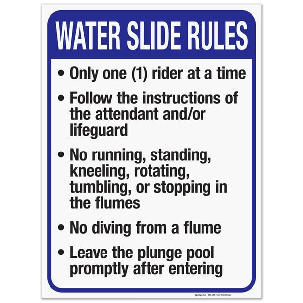 Indiana Water Slide Rules Sign, Complies With State Of Indiana Pool ...