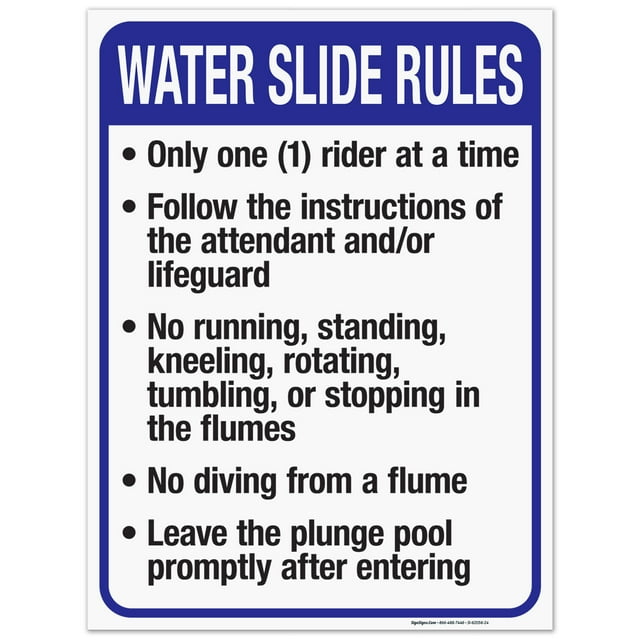 Indiana Water Slide Rules Sign, Complies With State Of Indiana Pool ...