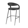 Monie Counter Stool Chair- Curved Floating Back- Black Faux Leather ...
