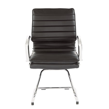 Office Star Products Guest Faux Leather Chair in Black with Chrome Base ...