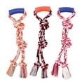 Mammoth Flossy Chews Cottonblend Twin Tug with Rubber Handle Rope Dog ...