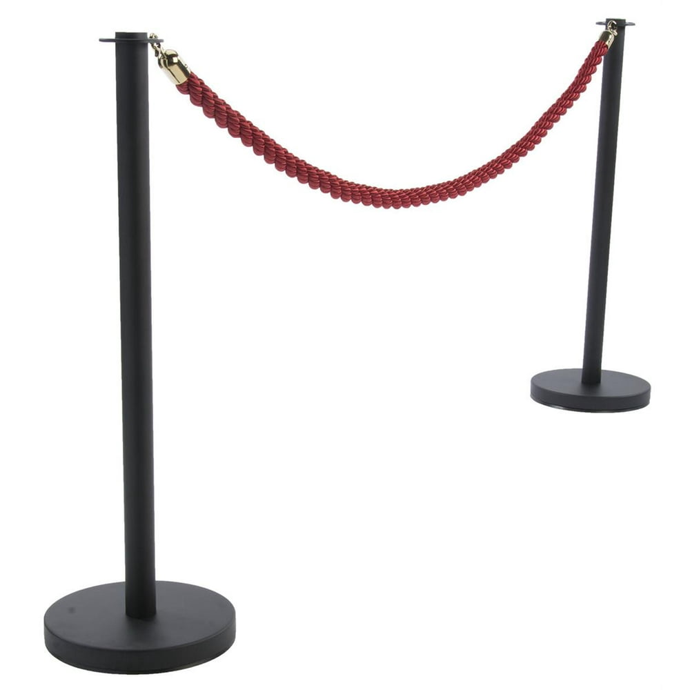 Crowd Control Rope Barrier; (2) 39" Black Metal Stanchion Posts with 78 ...