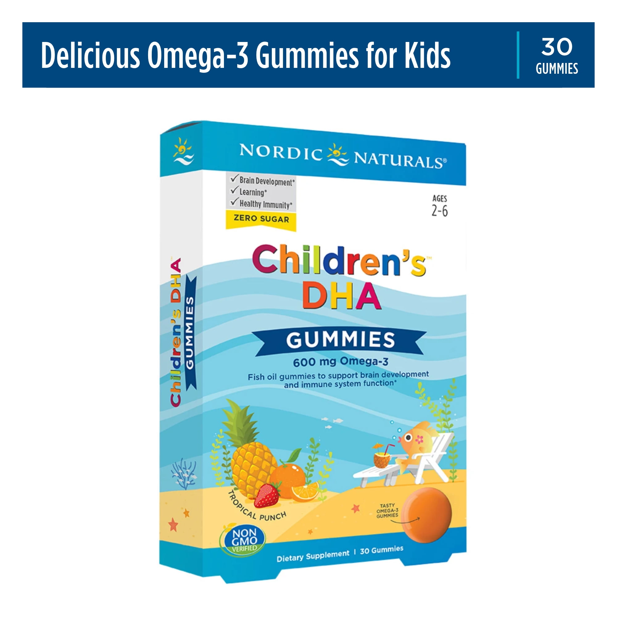 Nordic Naturals Children's DHA Gummies, 600 Mg, EPA & DHA , Non-GMO, 30 ...