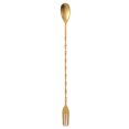 Cocktail Spoon with Fork Double Heads Stainless Steel Long Spiral ...