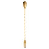 Cocktail Spoon with Fork Double Heads Stainless Steel Long Spiral ...