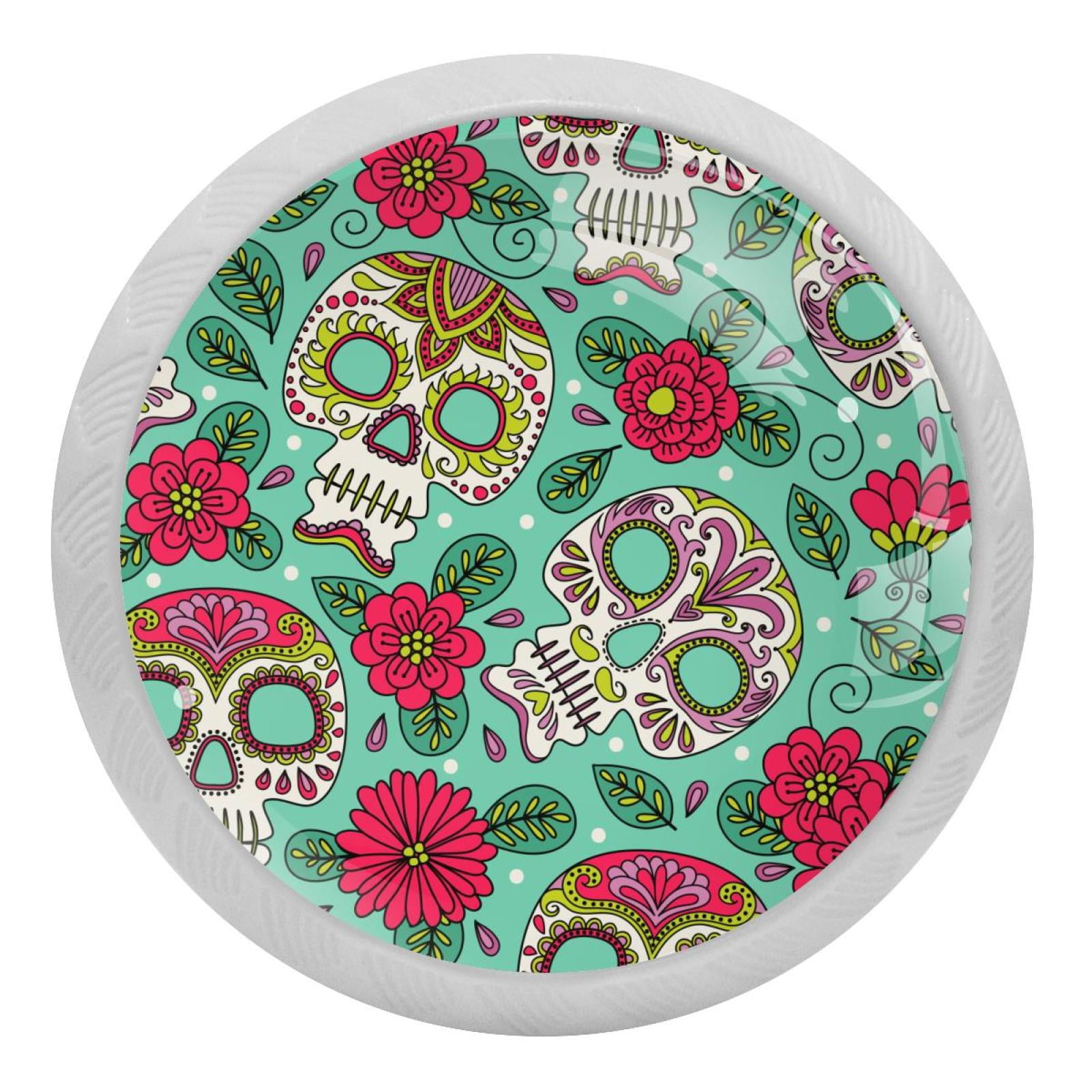 4PCS Round Skull Cabinet Fluorescence Knob Glowing in the Dark ...