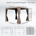 10x10 FT Outdoor Louvered Pergola with Adjustable Louvers-Brown ...