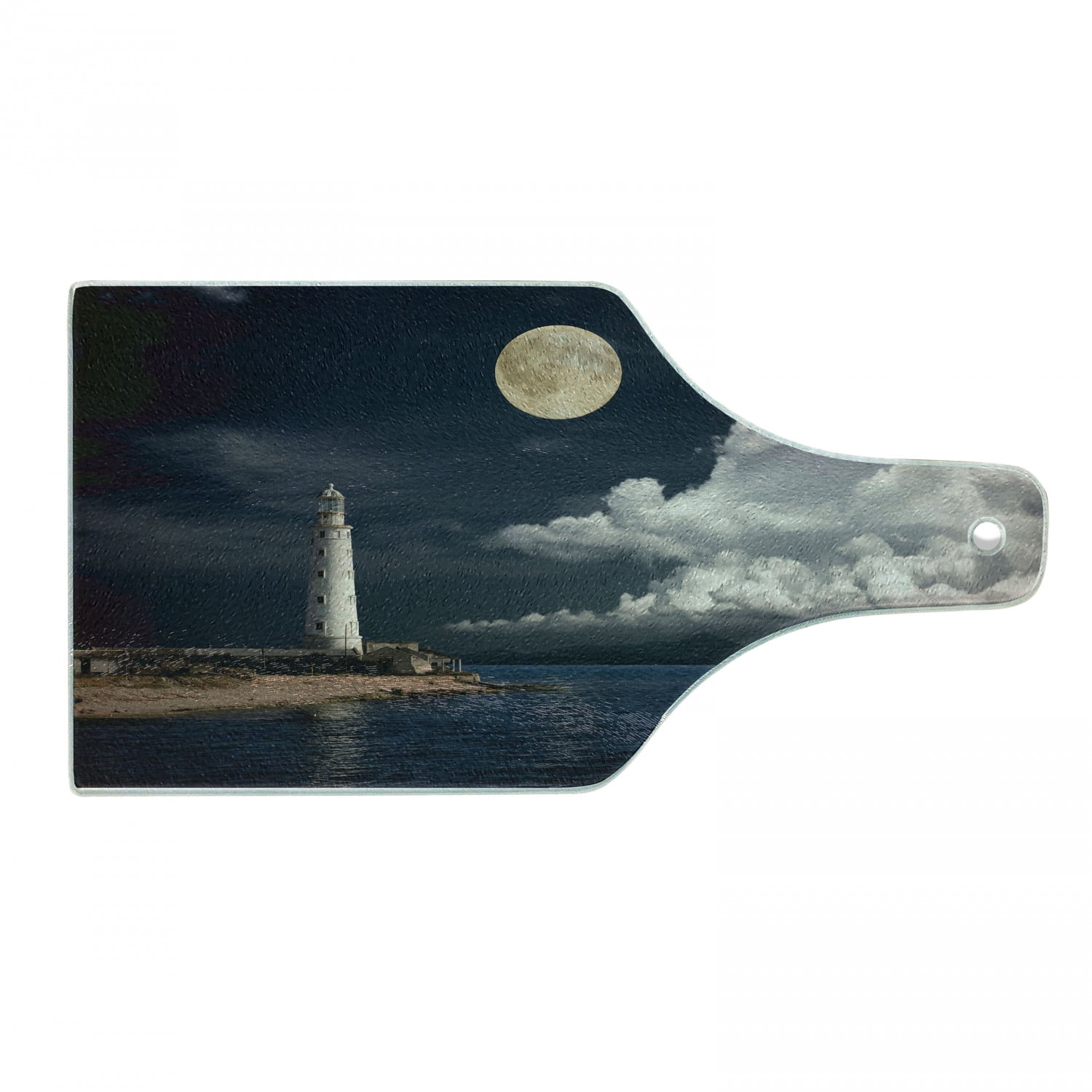 Moon Cutting Board, Old Lighthouse by the Sea White Clouds and Calm ...
