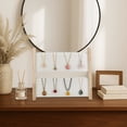 2-Layer Bamboo Slant Back Necklace Organizer Display Stands with PU ...