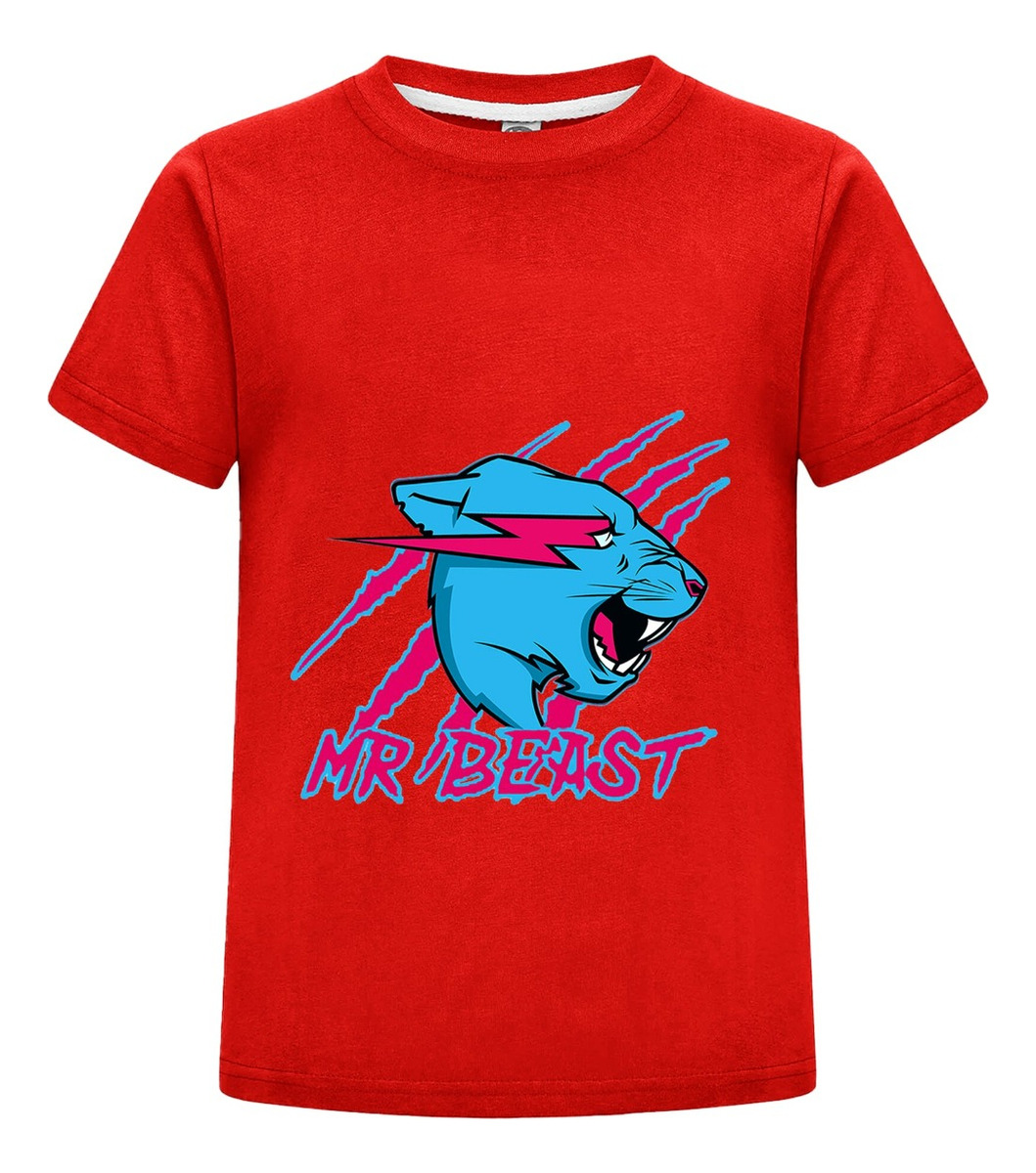 Playera MrBeast Niño Niña Casual Moda Verano Pantera Azul Ropa Infantil ...