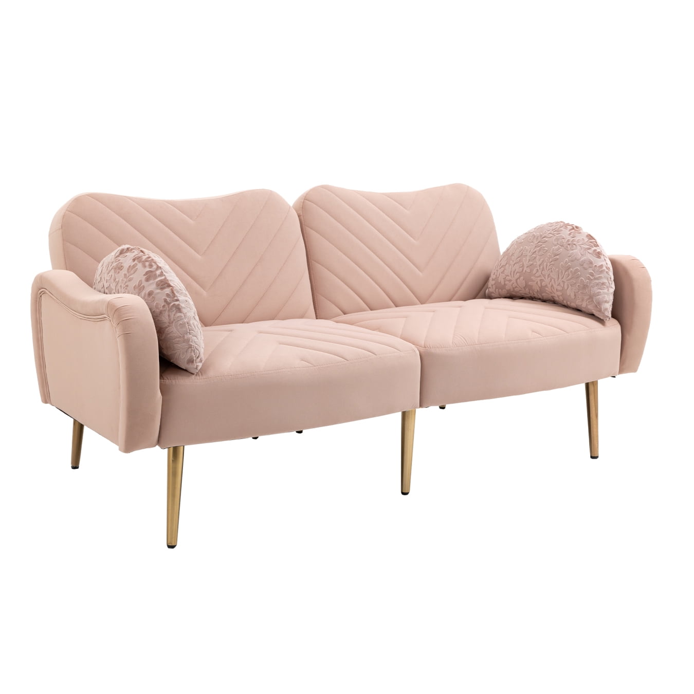 65" Modern Velvet Accent Sofa, Upholstered Loveseat Sofa Couch with ...