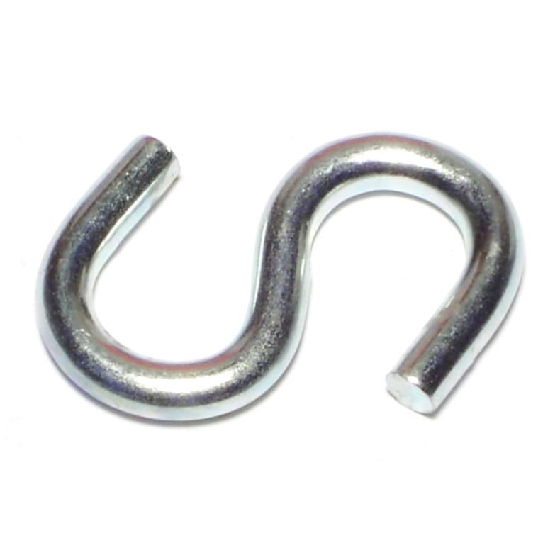 11/64" x 7/16" x 1-1/2" Zinc Plated Steel Open S Hooks - Walmart.com