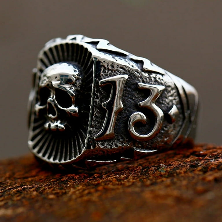Lucky Number 7 Skull Stainless Steel Ring – GTHIC😘 Descobrindo o ...