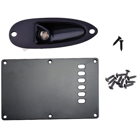 Plannu Black Boat Style Jack Socket Plate with Tremolo Cavity Cover for ...