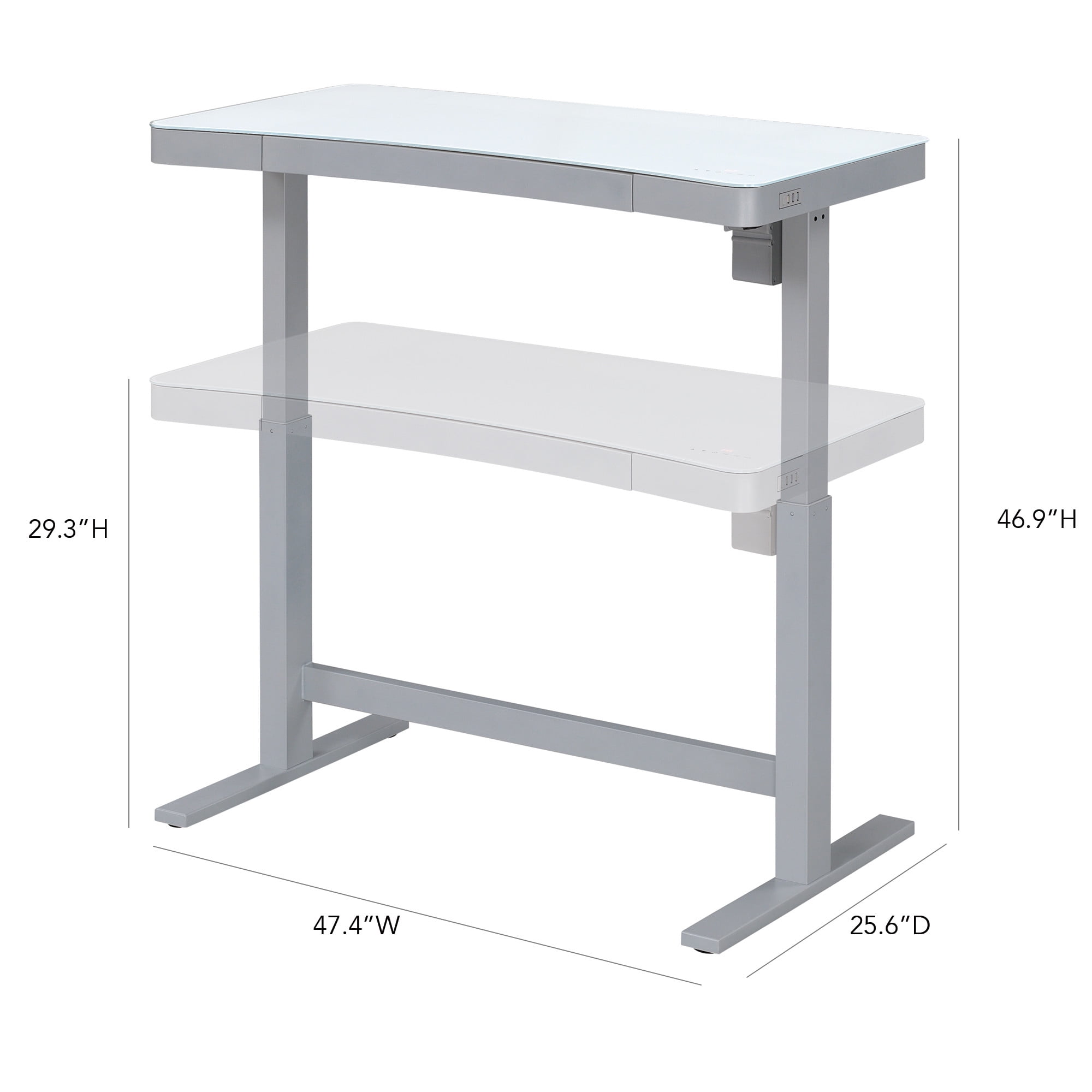 Twin Star Home 47 Ashford Adjustable Height Desk Shadow Black Walmart