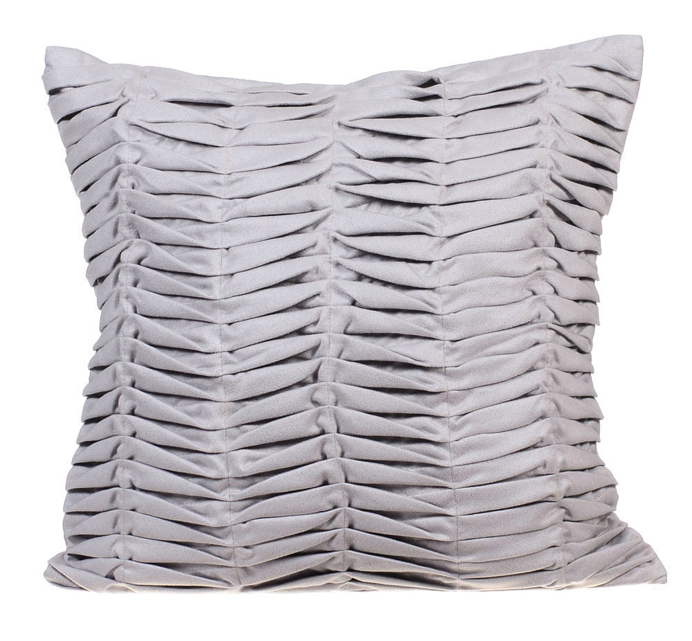 Pillow Case Covers, Grey Pillow Shams, Textured Pintucks Solid Color ...