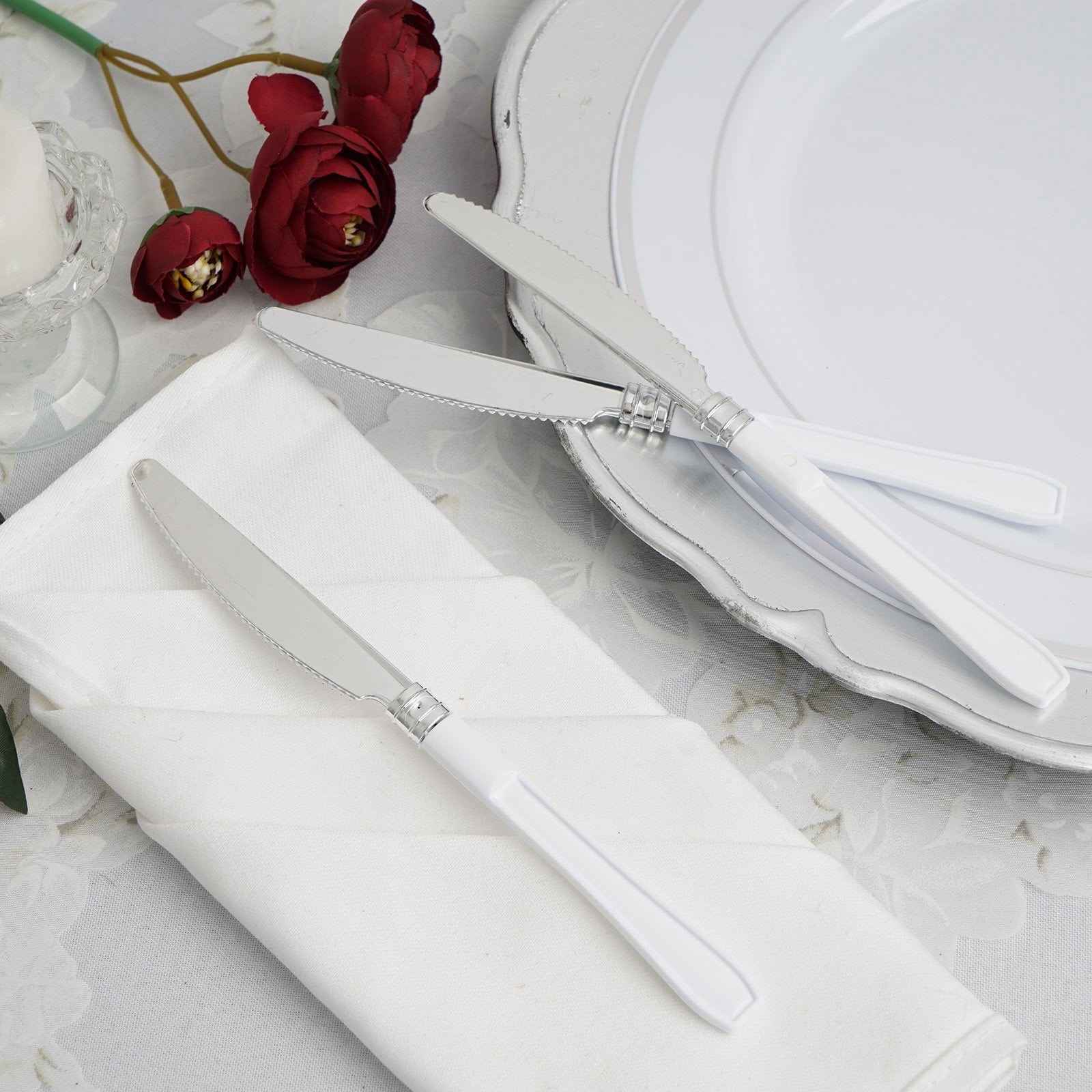 Efavormart 125 Pieces - 7" White Handled Plastic Utensil for Wedding ...