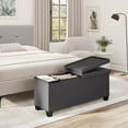 "Hearth & Harbor Large Gray Folding Storage Ottoman Bench, Faux Leather ...