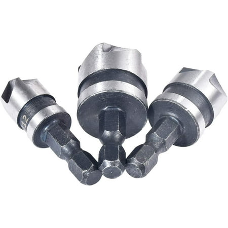3 Piece 90 Degree Metal Countersink Drill Bit Set for Wood and Metal, 3 ...