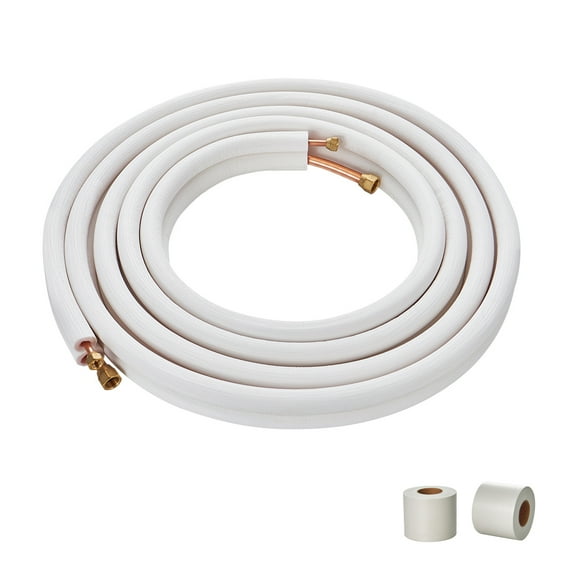 VEVOR 25FT Mini Split Line Set, 1/4" & 1/2" O.D Copper Pipes Tubing and ...