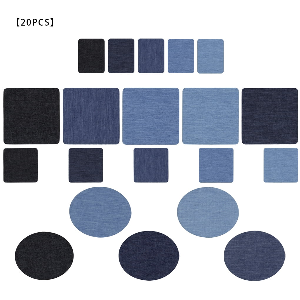 TureClos Jean Fabric Adhesive Patches Square Rectangular Oval DIY ...