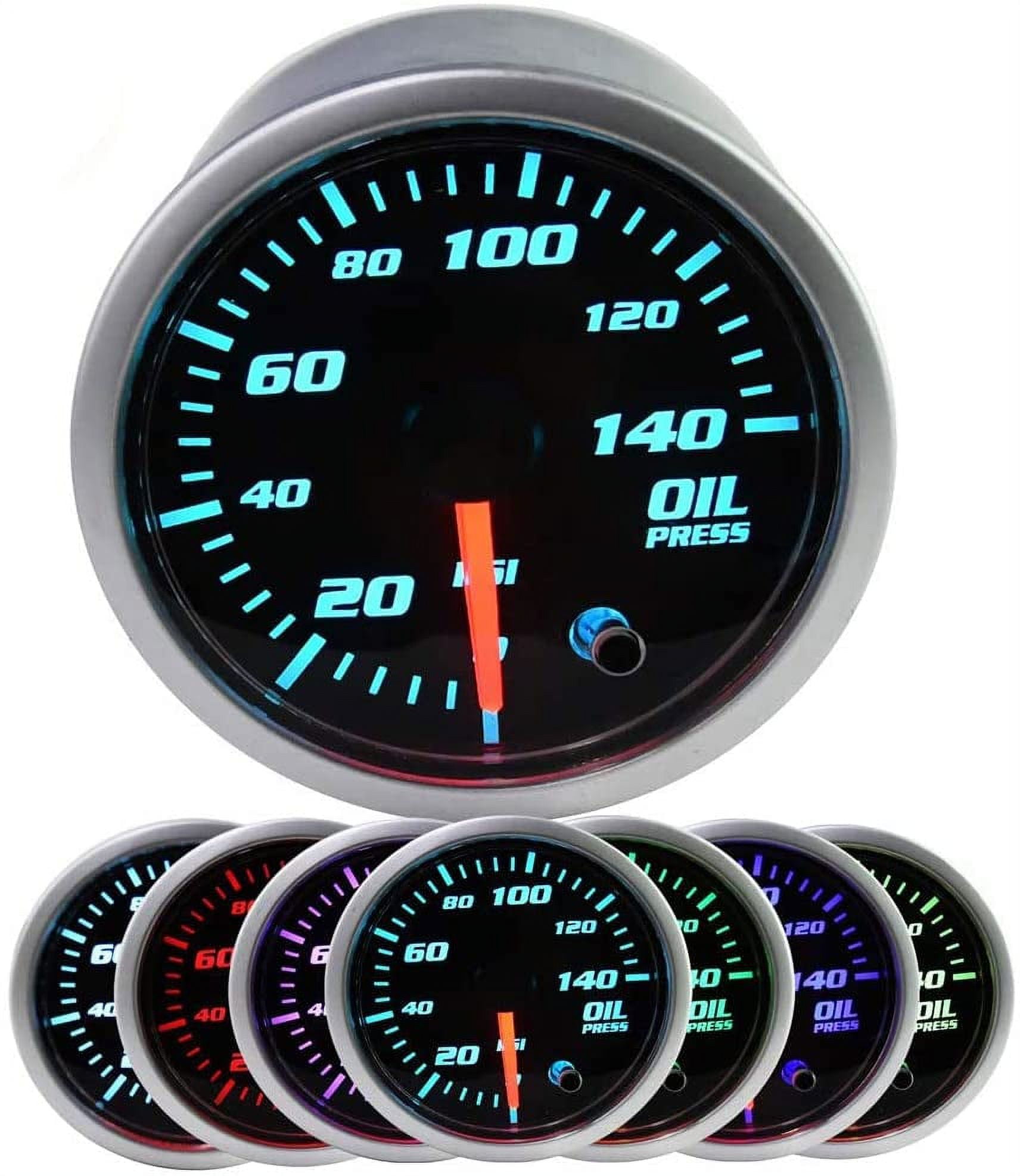 Afa Motors 140PSI Oil Pressure Gauge Kit -7 Color Digital LED Display ...