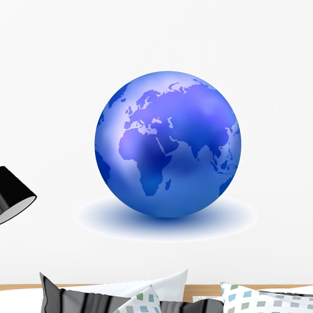 Blue Earth Globe Wall Mural by Wallmonkeys Peel and Stick Graphic (24 ...