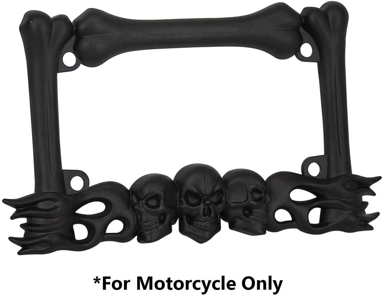 3D Skull Flames and Bones Style Zinc Metal Matte Black Finished ...