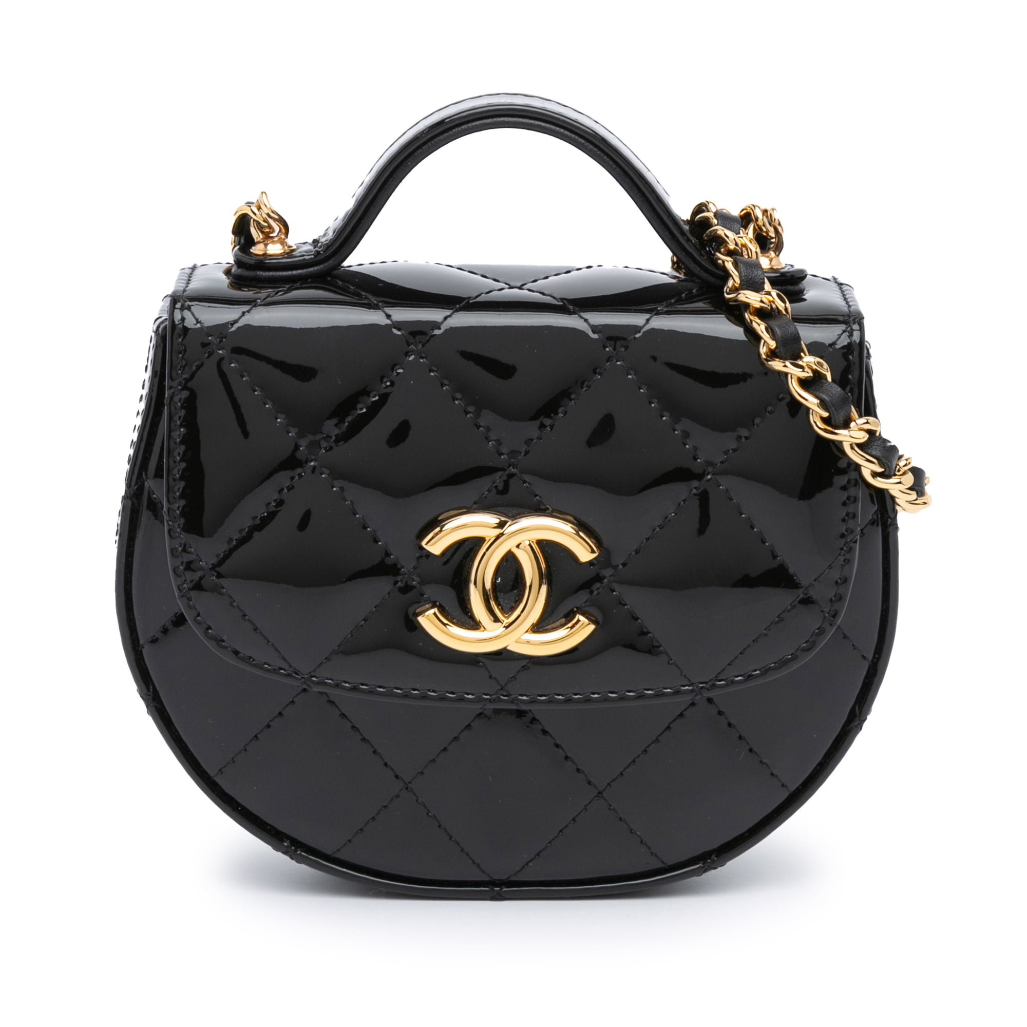 Pre-Owned Authenticated Chanel Satchel Patent Leather Black Women ...