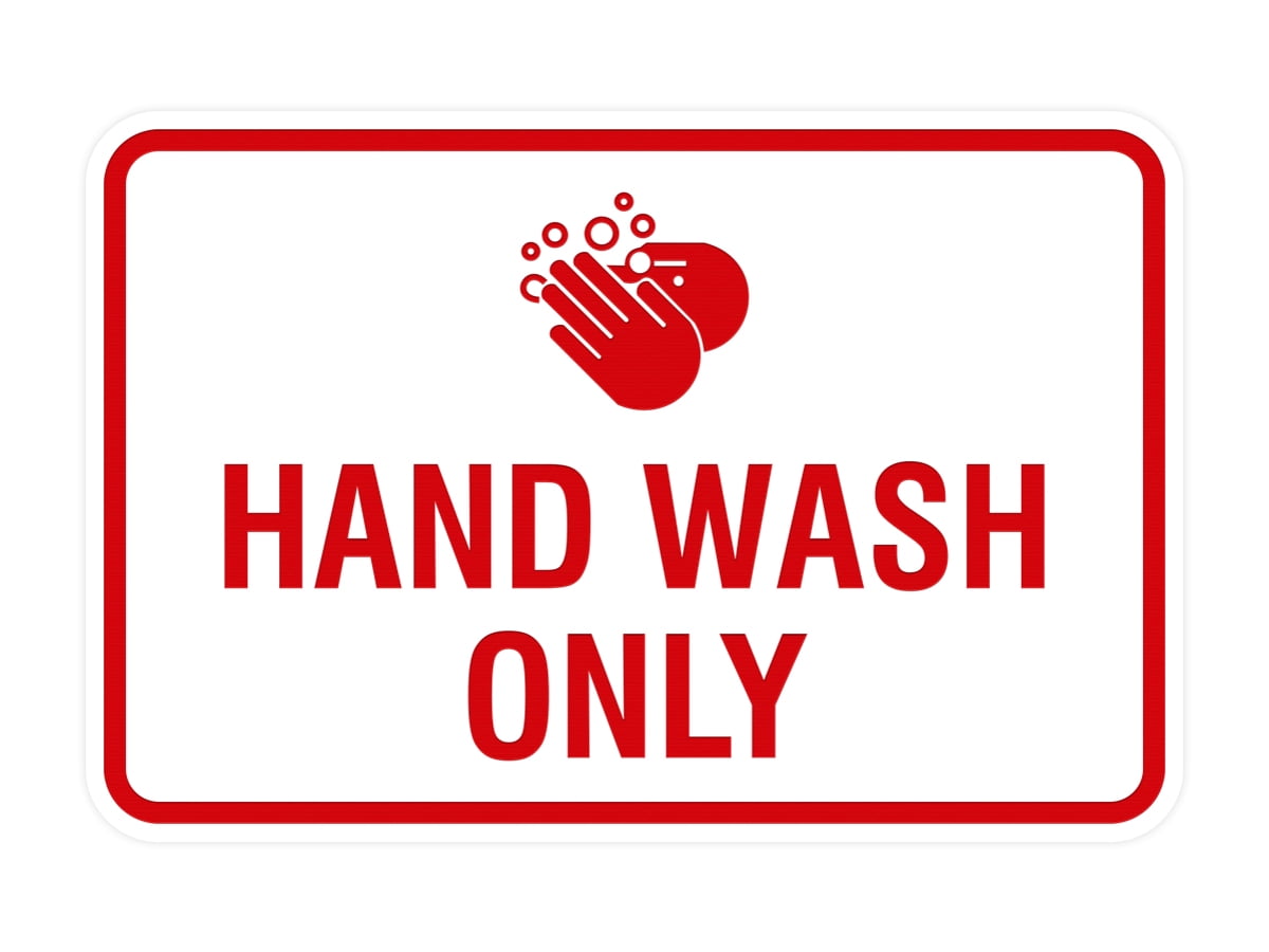 Classic Framed Hand Wash Only Sign (White/Red) - Small - Walmart.com