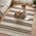 Bedroom Rug Carpet 3'x 5', Brown Striped Washable Floor Carpet with ...