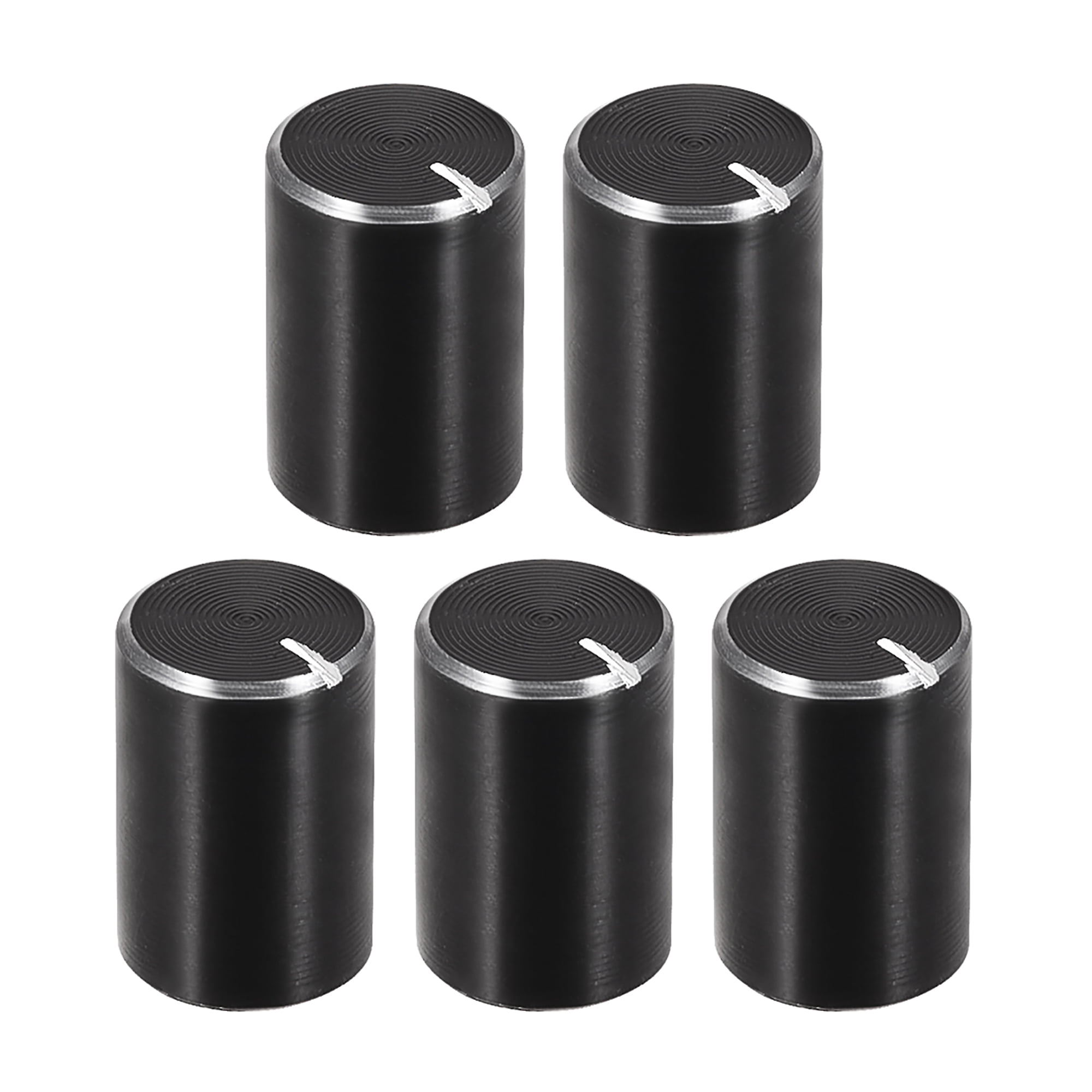 5 pcs Potentiometer Knob Knurled Shaft Black Aluminum 6mm Shaft Dia ...