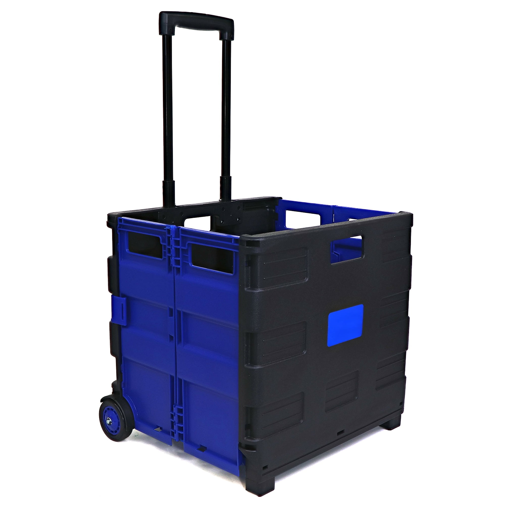 Emraw Blue Folding Cart On Wheels with Lid Cover Capacity Two-Wheeled ...