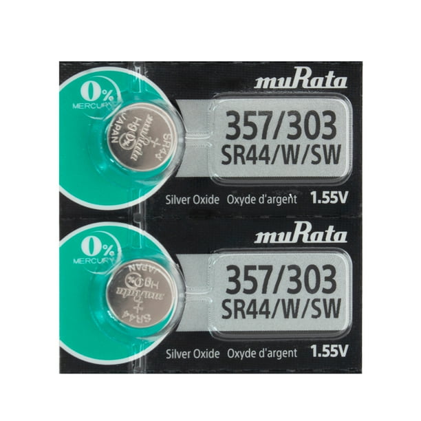 2 pcs Murata 303 357 SR44SW SR44W Silver Oxide Battery - Walmart.com ...