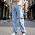 Cagogo Women's Straight Leg Pants with Pockets Casual Solid Streetwear ...