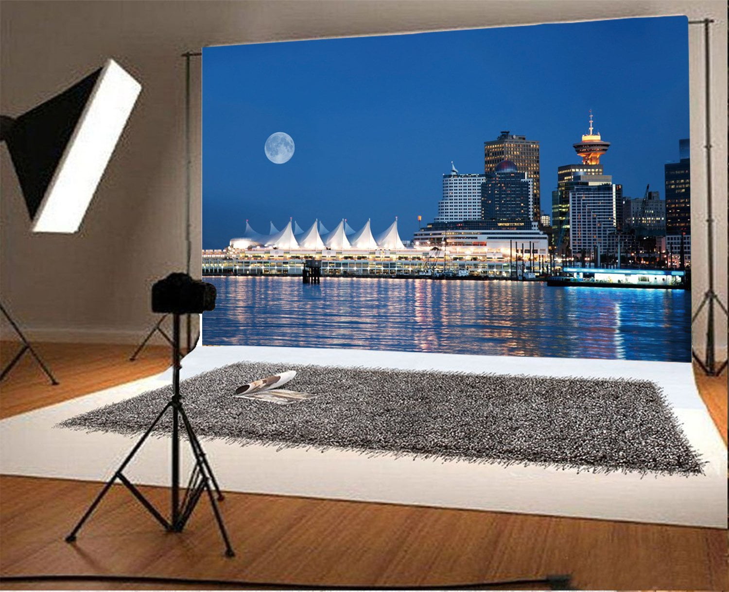 MOHome 7x5ft Cityscape Night View Backdrop Downtown Vancouver Night ...
