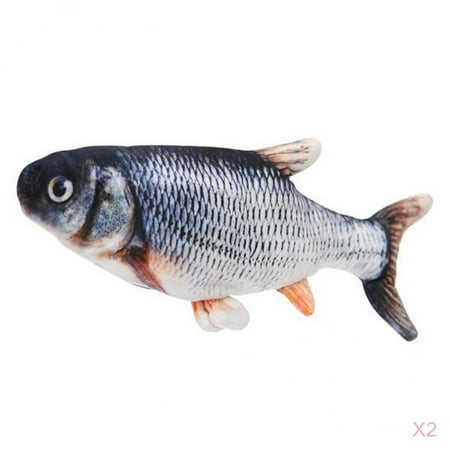 2x Pet Cat Electric Flopping Fish Toys Funny Cat Kicker Teaser Cats ...