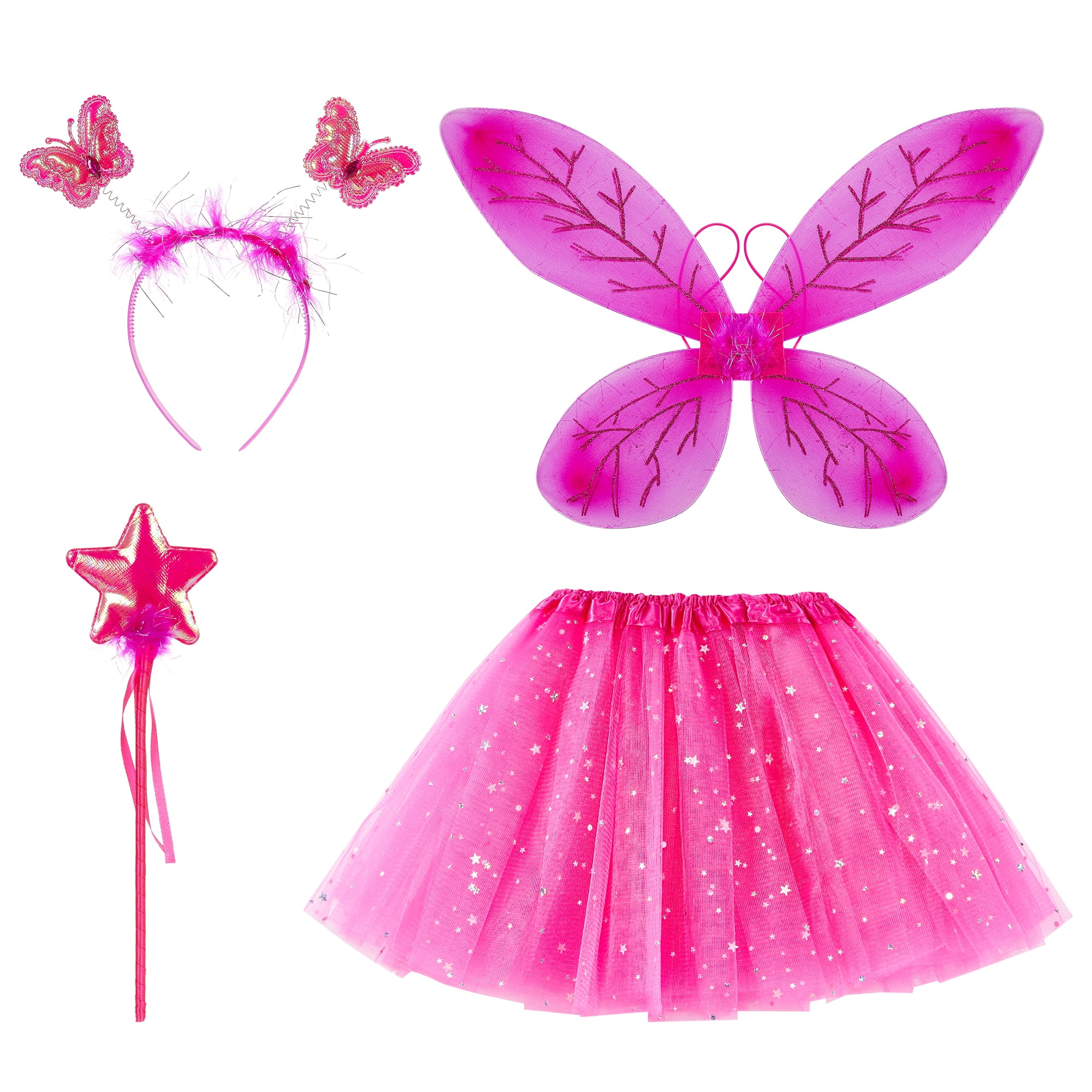 Buy Cathery 4Pcs Girls Princess Fairy Costume Set with Fairy Wings ...