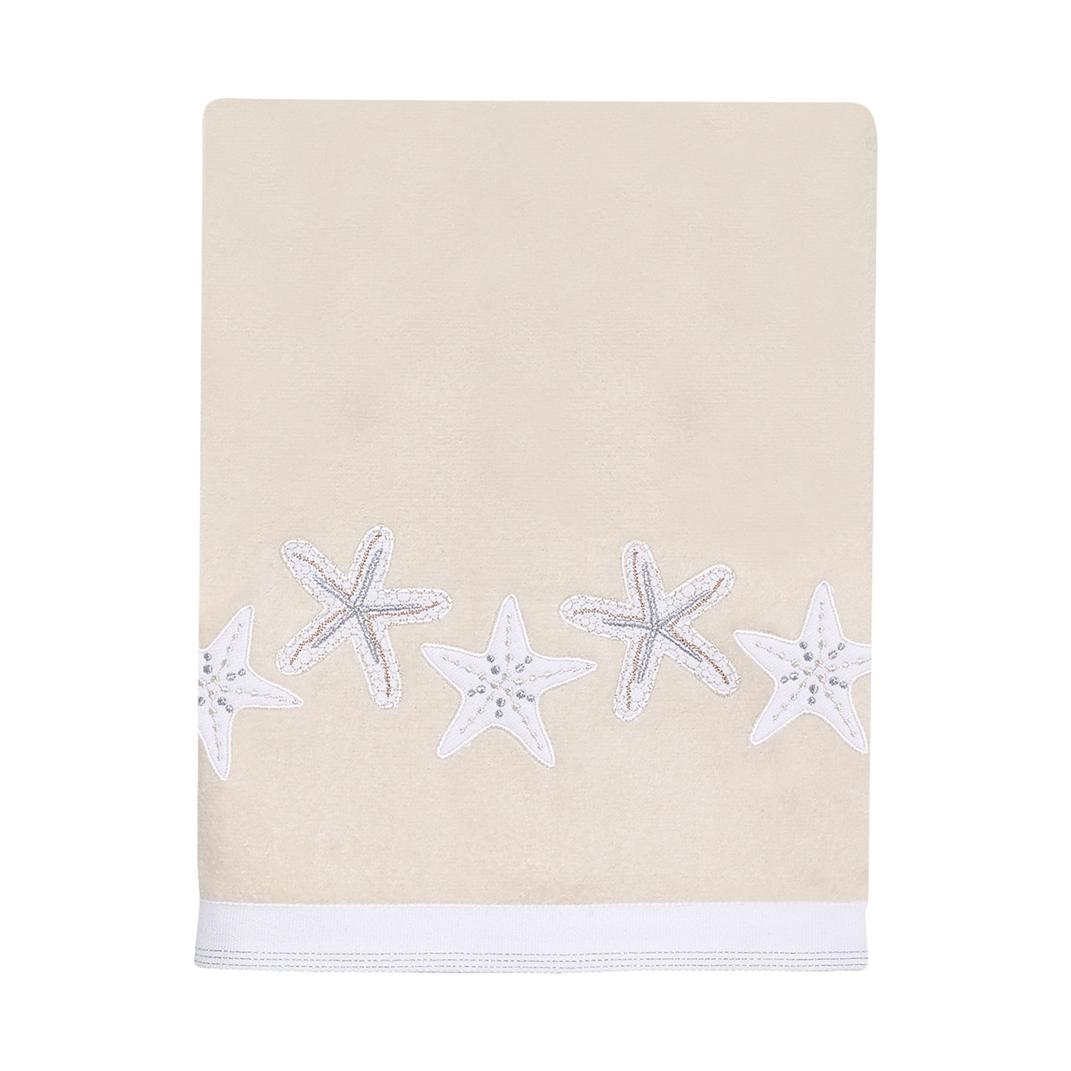 Sequin Shells V Embroidered Bath Towel - Ivory - Walmart.com