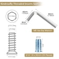 5/16"-18 x 25mm Threaded Inserts Nut Wood Blue Zinc Plated Carbon Steel ...