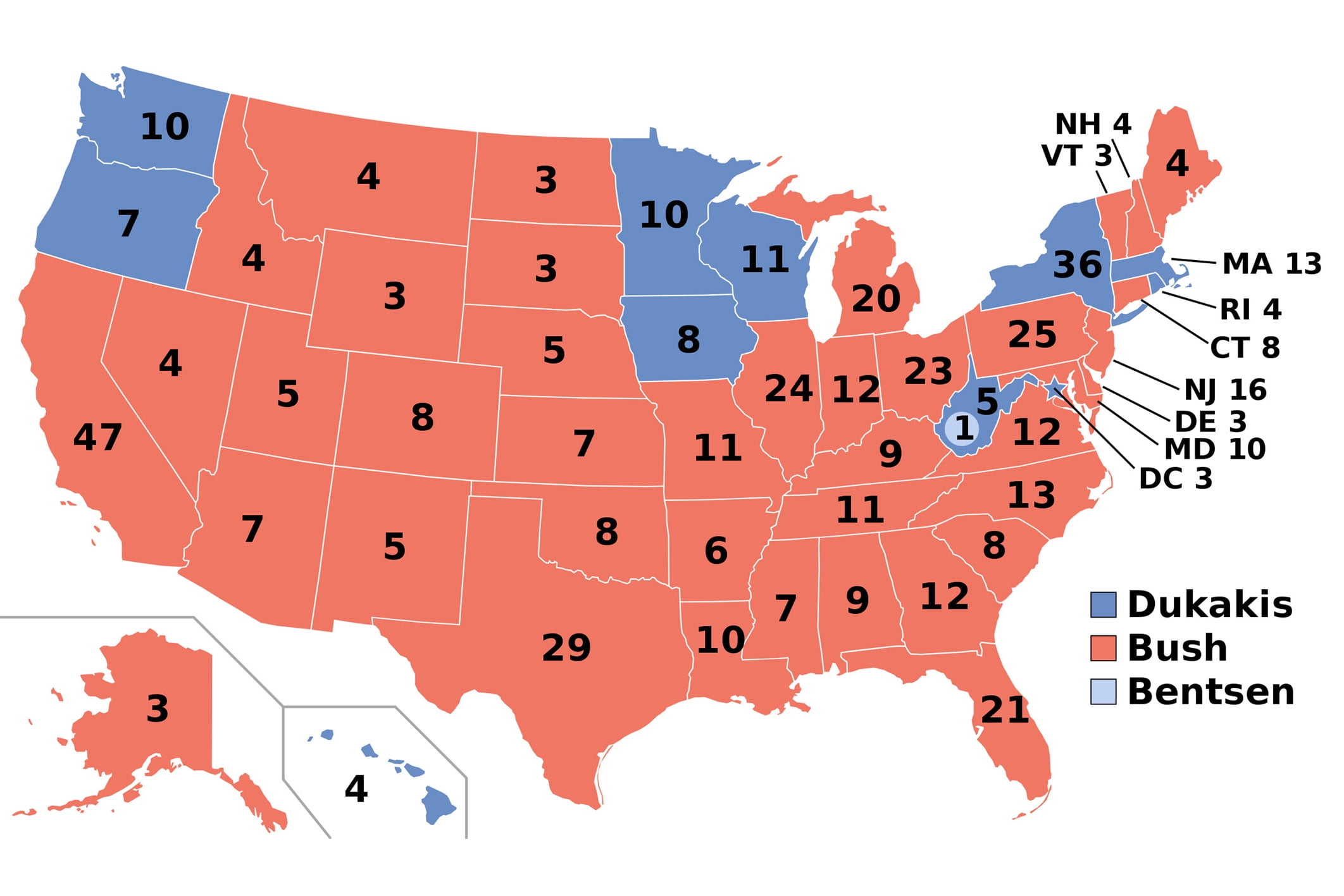 24x36 gallery poster, 1988 Presidential Election Results, President ...