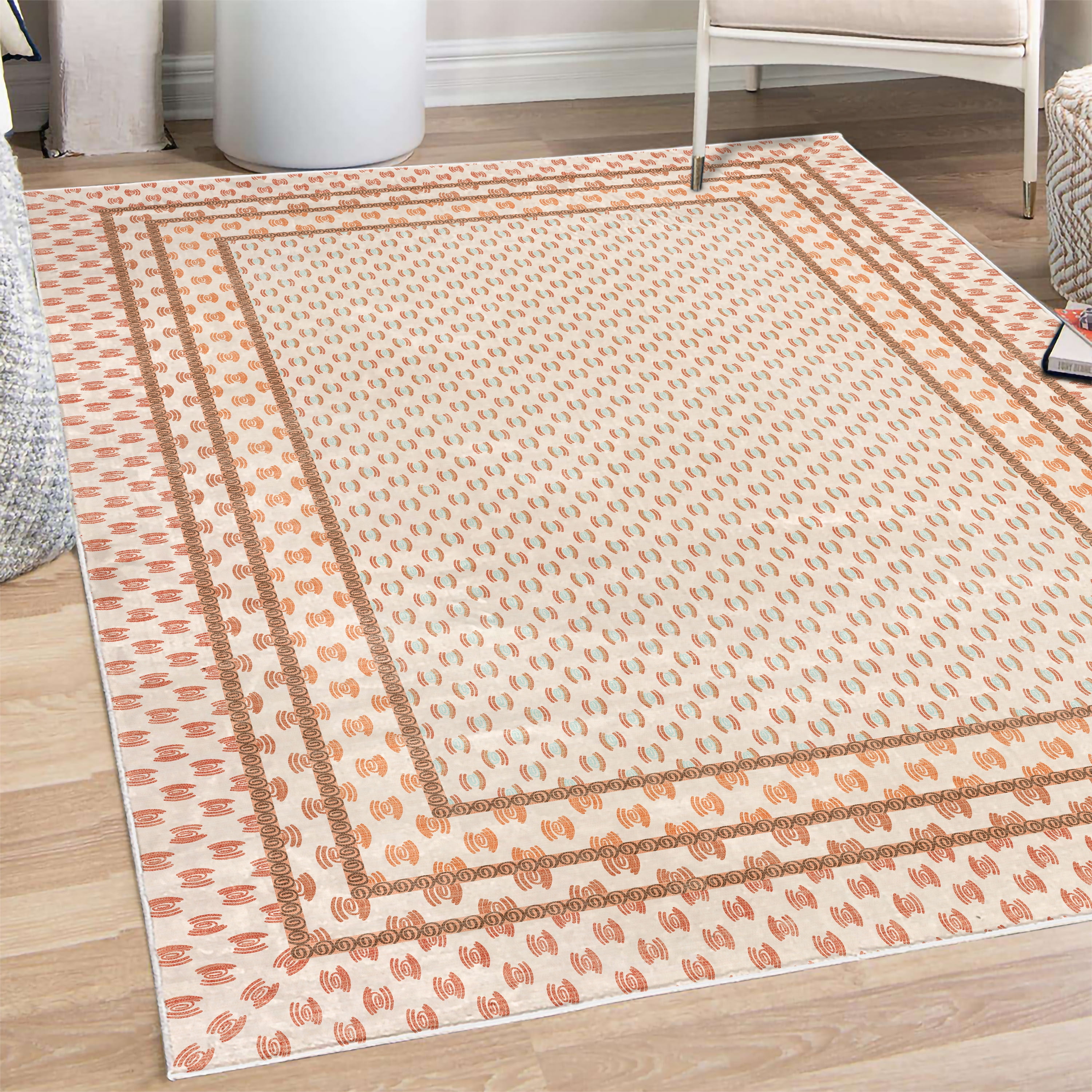 Modern Decorative Rug, Minimal Cartoonish Circular Ornaments Repetitive ...