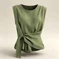 DPTALR Women's Casual Sleeveless Blouse With Side Tie Knot,Round Neck ...