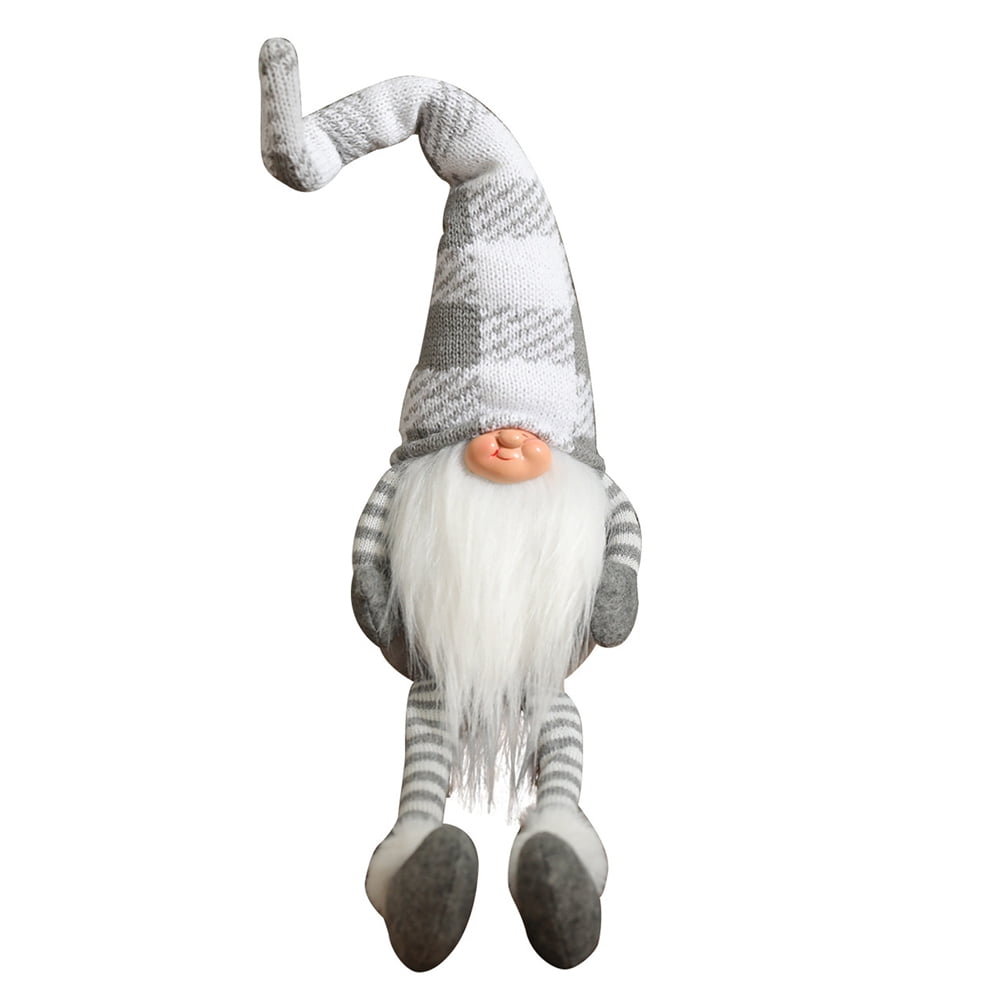 Christmas Gnome Ornaments, Xmas Long Dangling Leg Swedish Handmade Santa Plush, Adjustable Grey ...