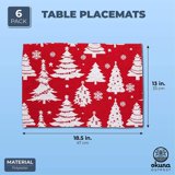 Set of 6 Red Festive Christmas Tree Table Placemats, Dining Decor Mat ...