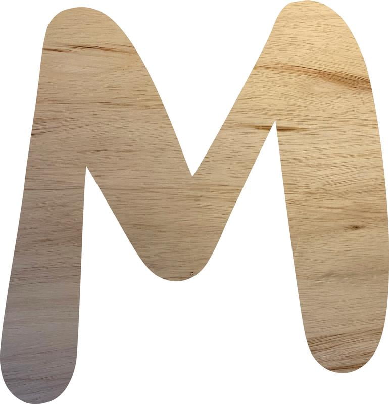 Wood Letter M Craft Shape, Unfinished 18'' Tall Small Kids Wooden ...