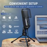FIFINE Pro Podcasting & Streaming Mic, USB Condenser for Laptop/Desktop ...