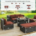NICESOUL 9 Pcs Outdoor Furniture with Fire Pit Table Wicker Patio Sofa ...