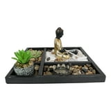 Meditating Buddha Zen Garden Kit With Lotus Candle Holders Sand Rake ...