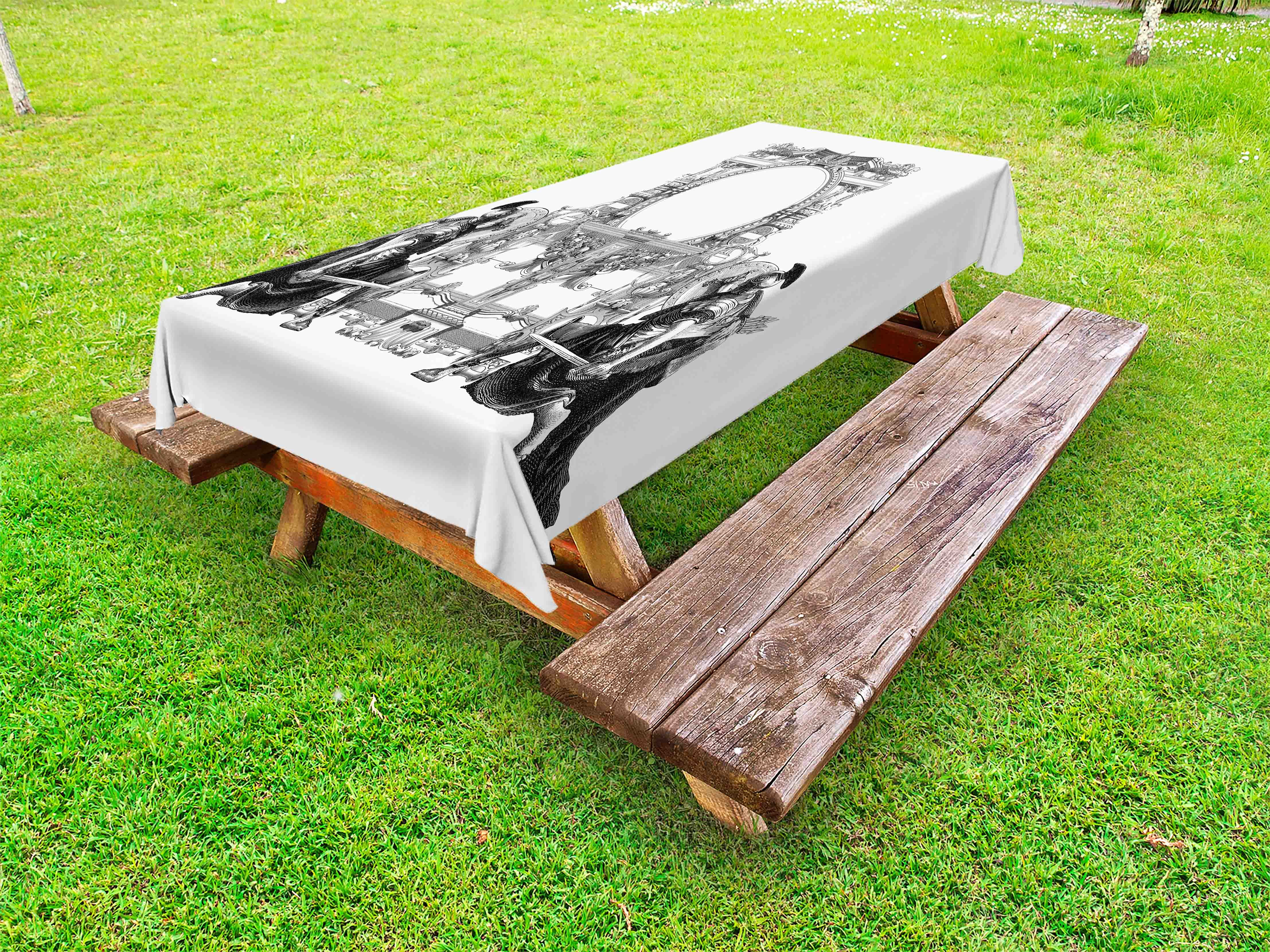 Victorian Outdoor Tablecloth, Victorian Frame with a Gladiator Warrior ...